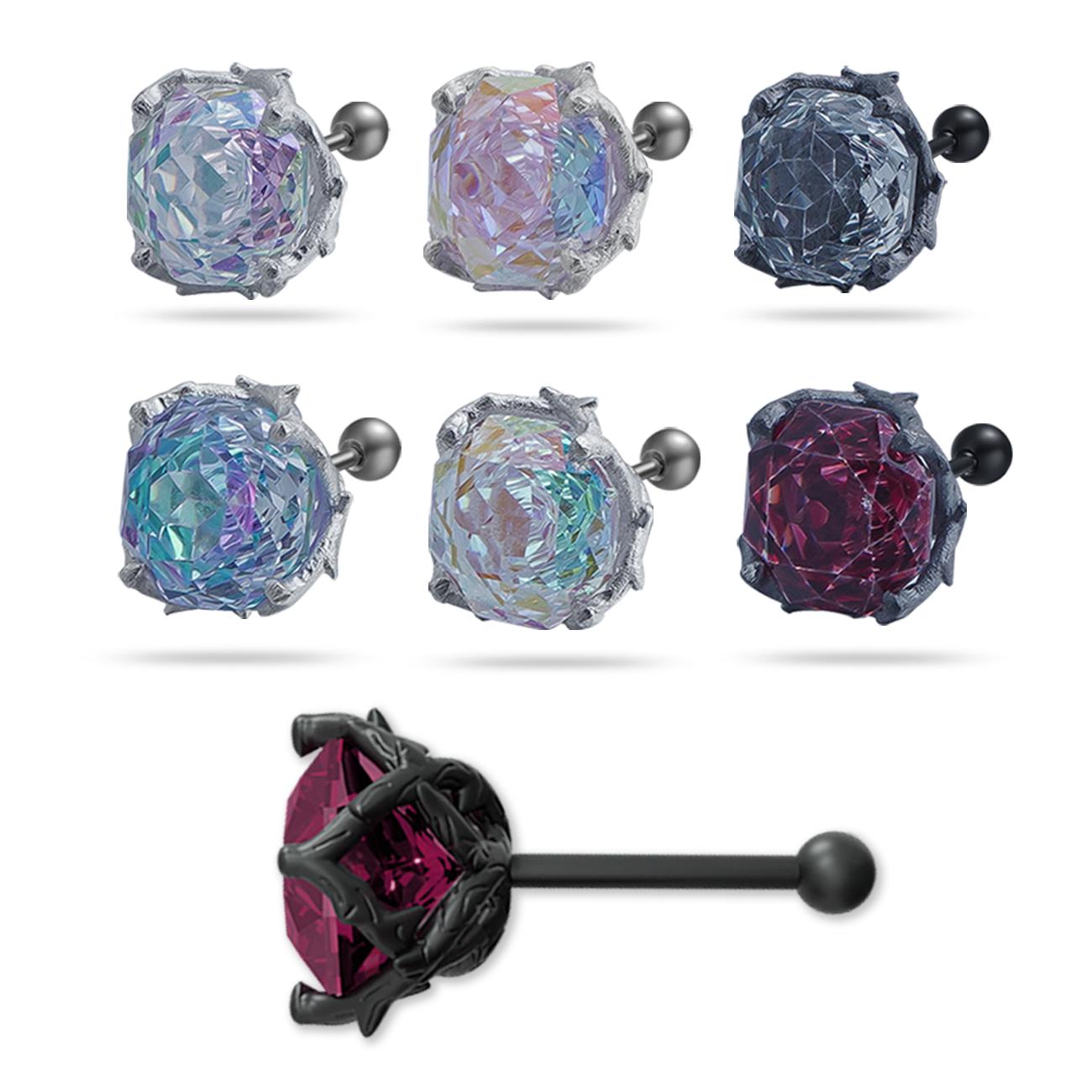 [LUMI96] Sterling Silver Thorn Rose Cut AAAAA+ CZ Stud Earrings, Jewel ...